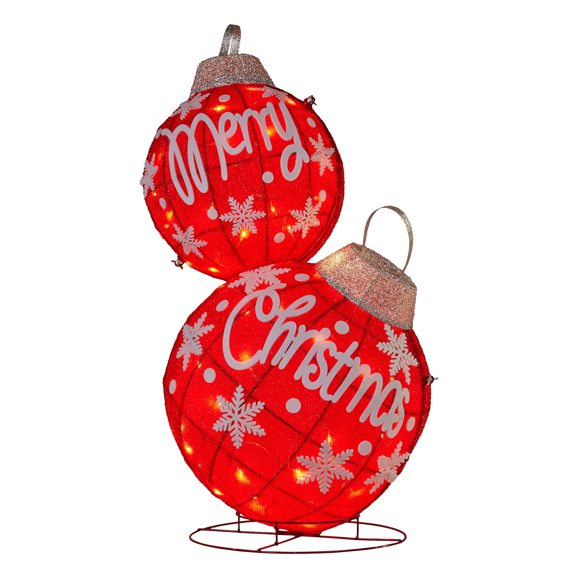 Oversized Christmas Bauble Display Warm White LED Lights Glitter