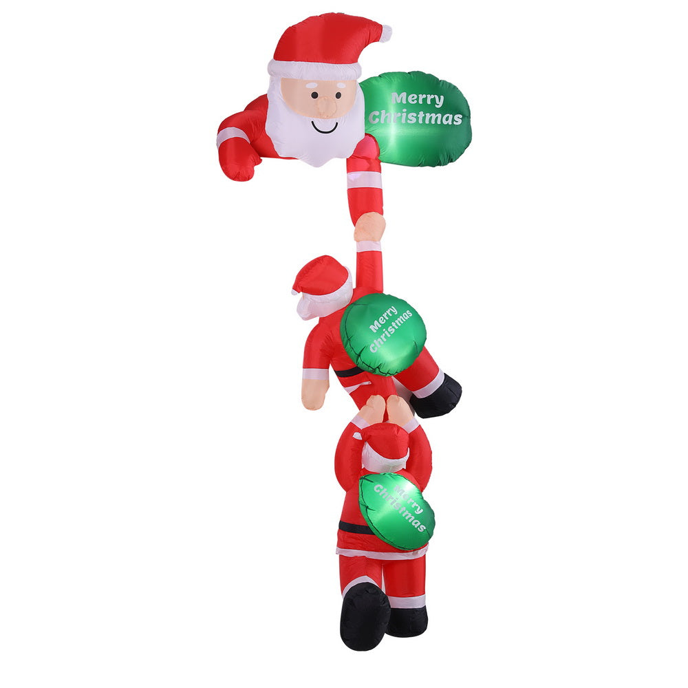 Christmas Inflatable Climbing Santa 2.5m Height LED Decorations Illumi